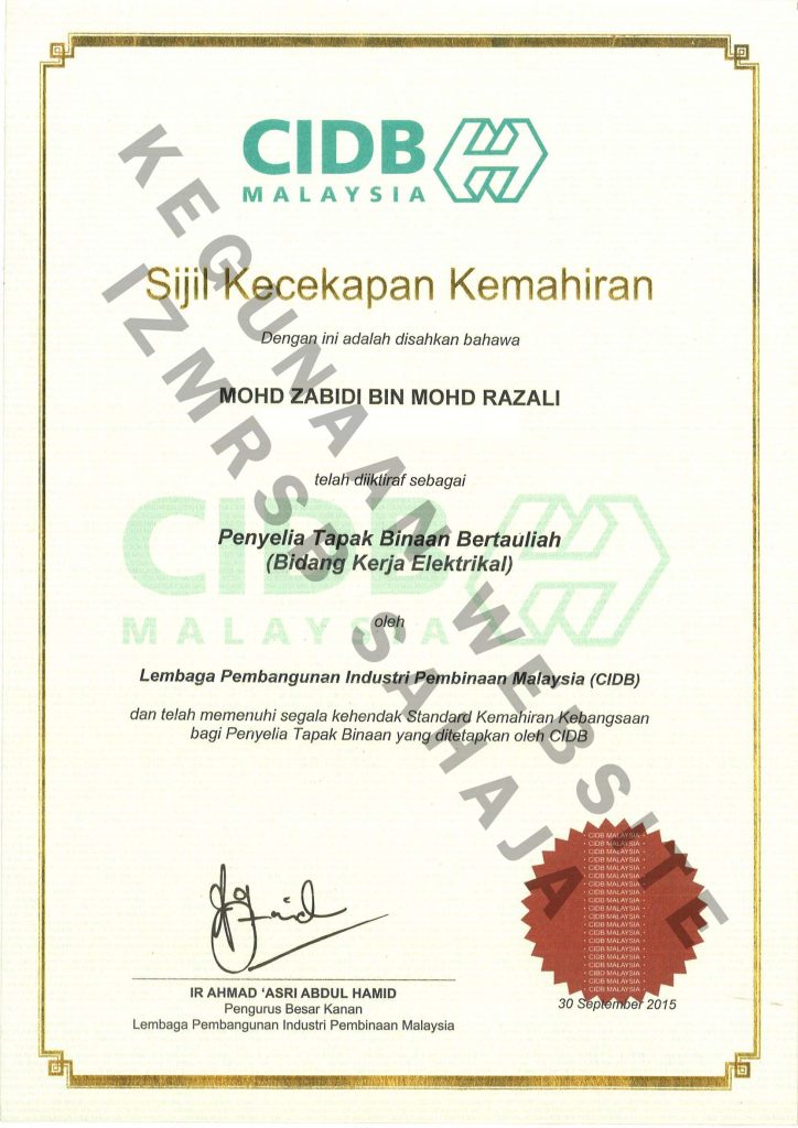Sijil-Sijil Kontraktor